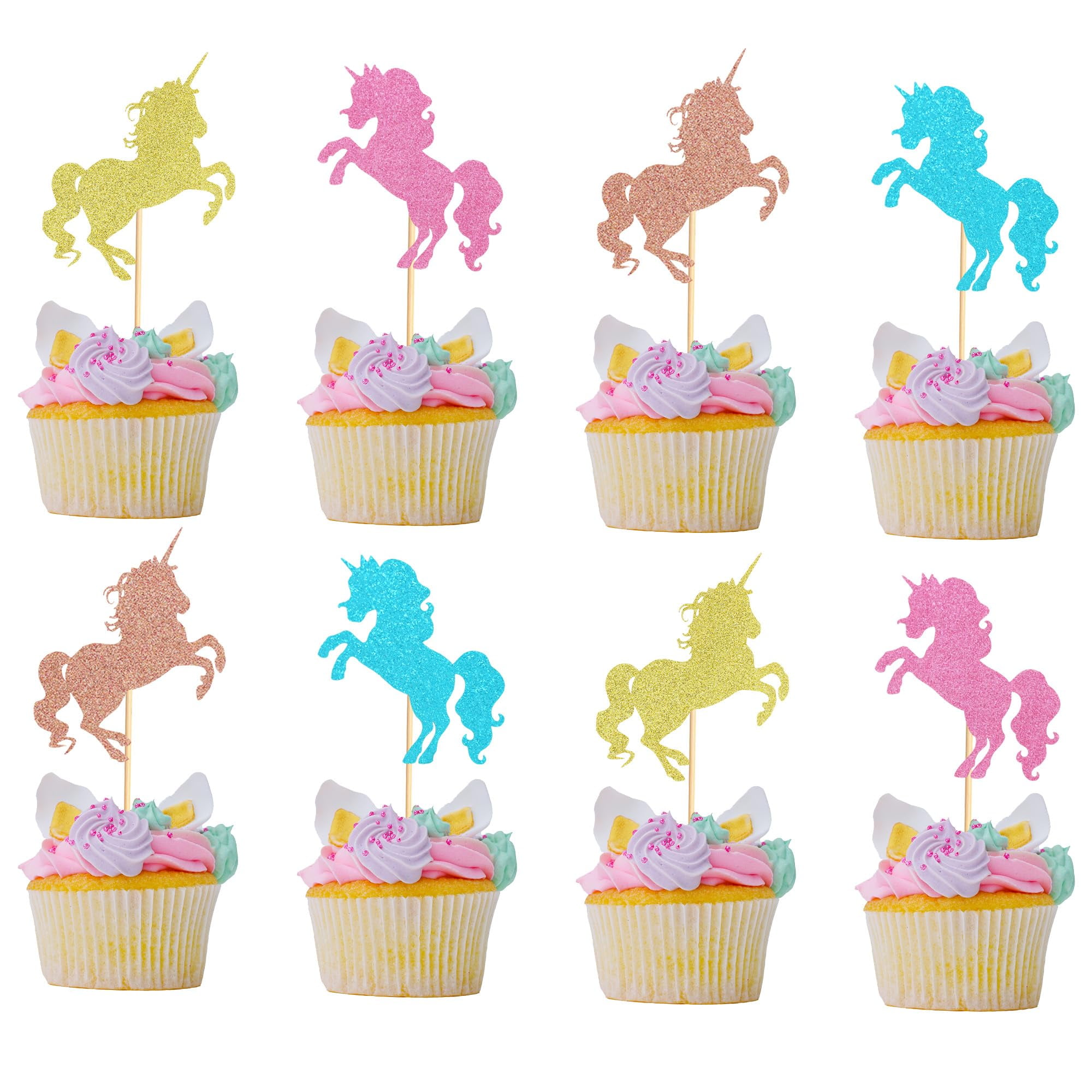 Arthsdite 24Pcs UnicornITSC Cupcake Toppers Colorful Unicorn Horse ...