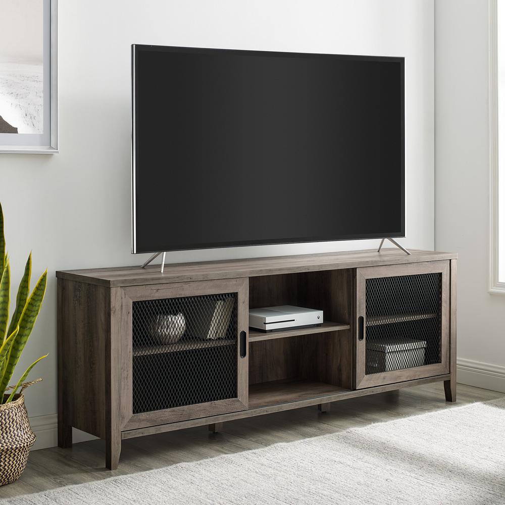 Free Shipping! Arthur 70" MDF Industrial Sliding Mesh Door TV Stand ...