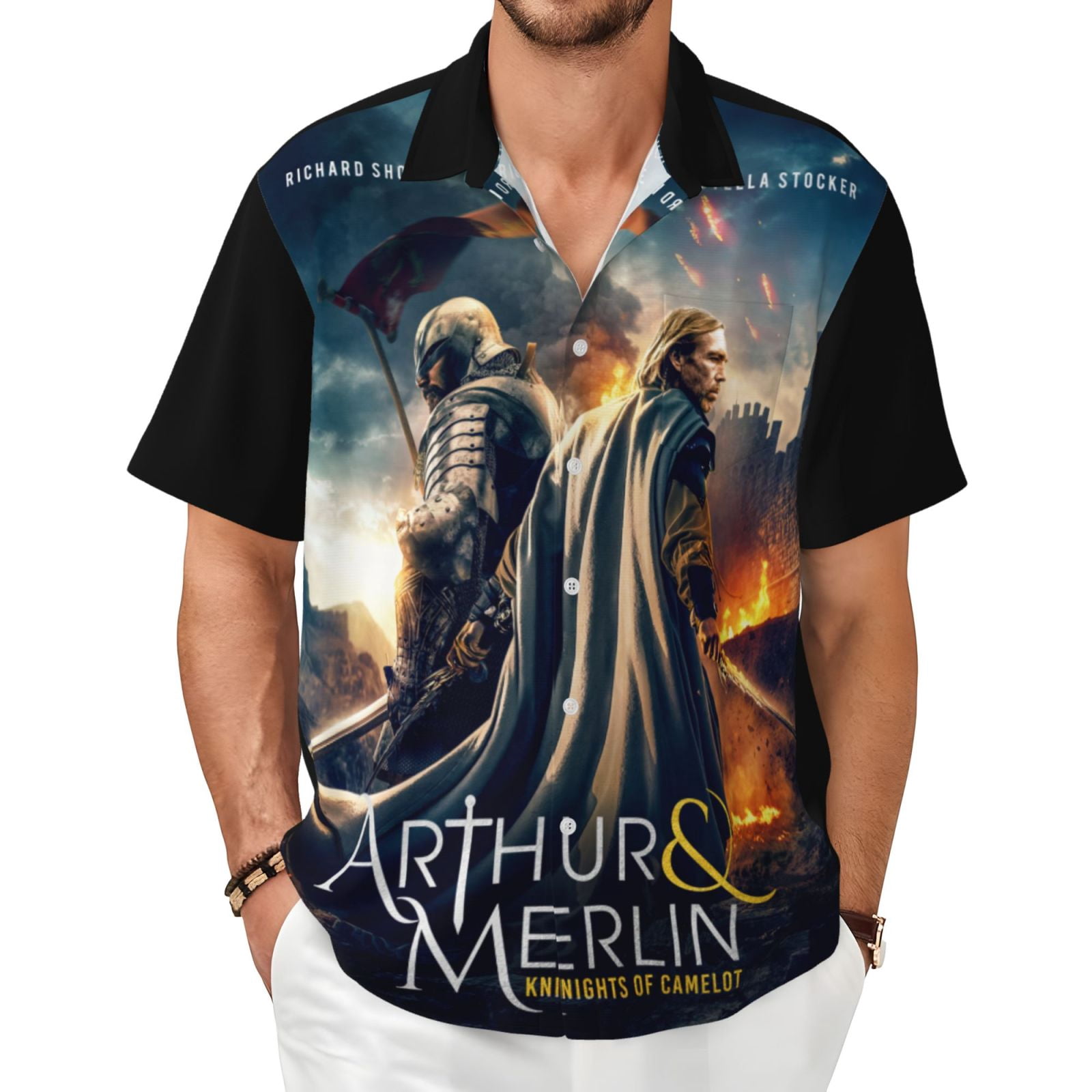 Arthur And Merlin Mens Regular-Fit Short Sleeve Casual Button Down ...