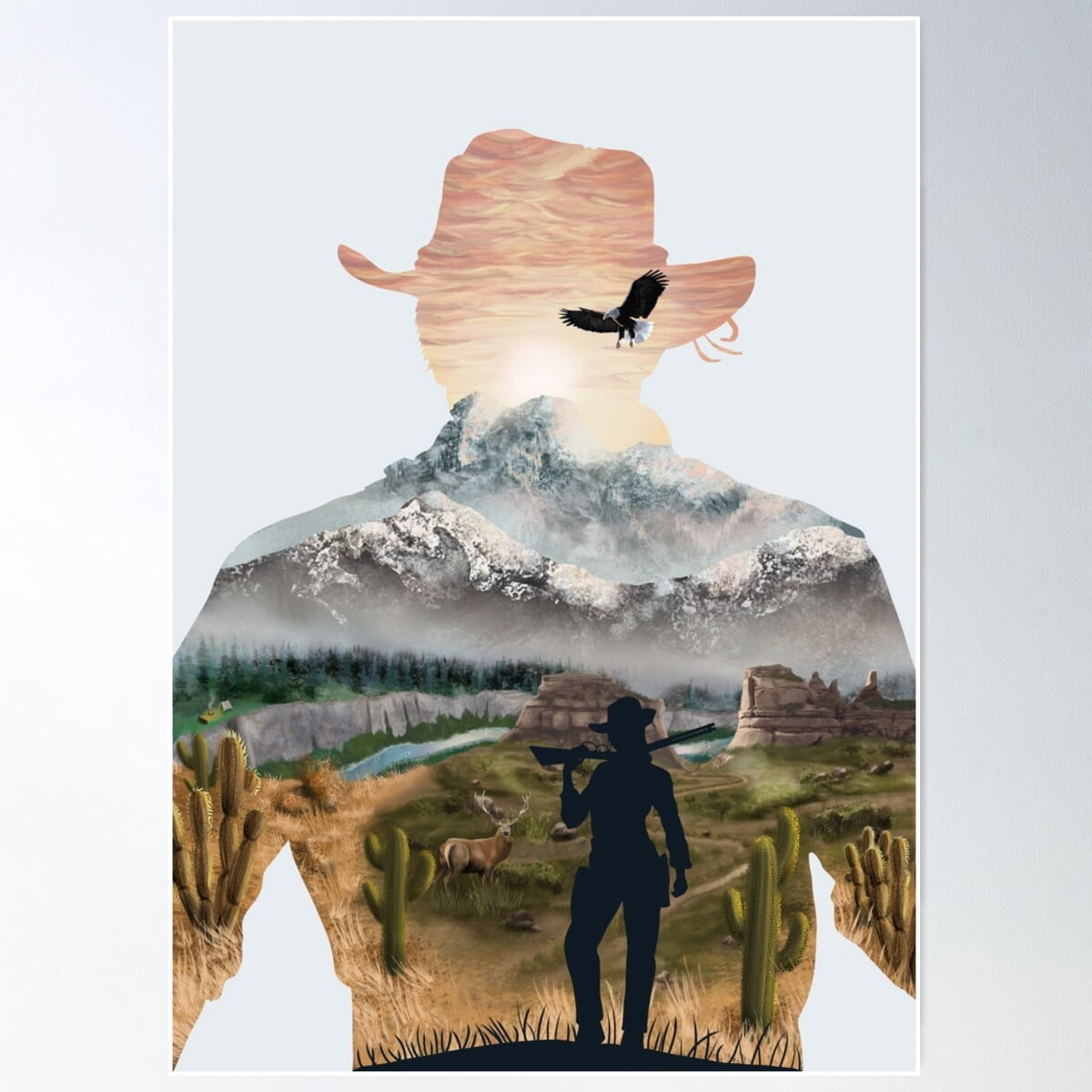 Arthur And Sadie Silhouette Poster Wall Art Modern Wall Decor For ...