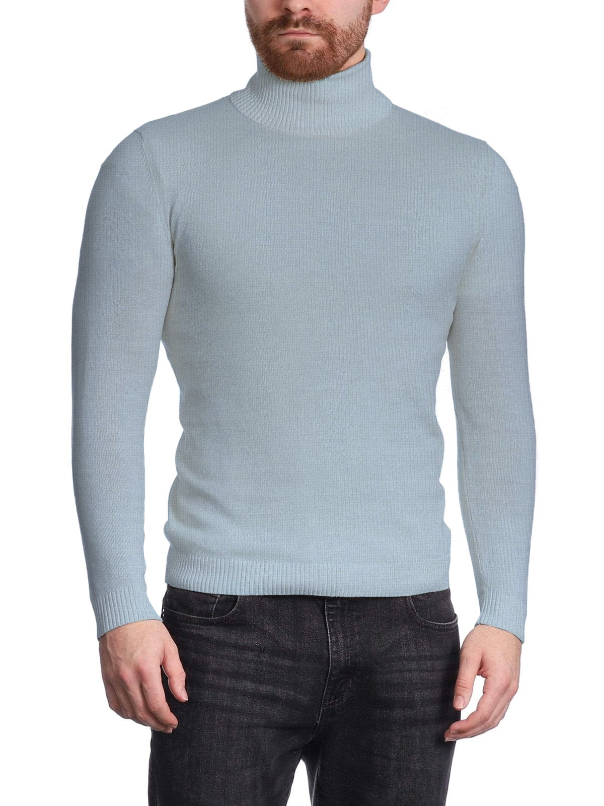 Arthur Black Men's Solid Light Blue Pullover Cotton Blend Turtleneck ...