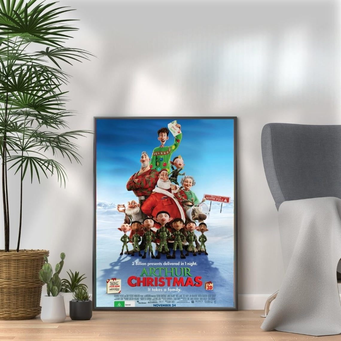 Arthur Christmas Movie Poster Print: Holiday Film Wall Art, Unframed ...