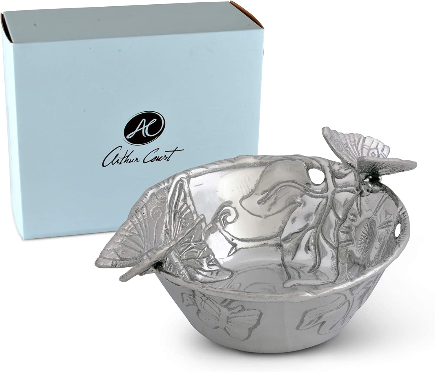 Arthur Court Designs Aluminum Metal Butterfly Nut/Candy/Snack Bowl Dish ...