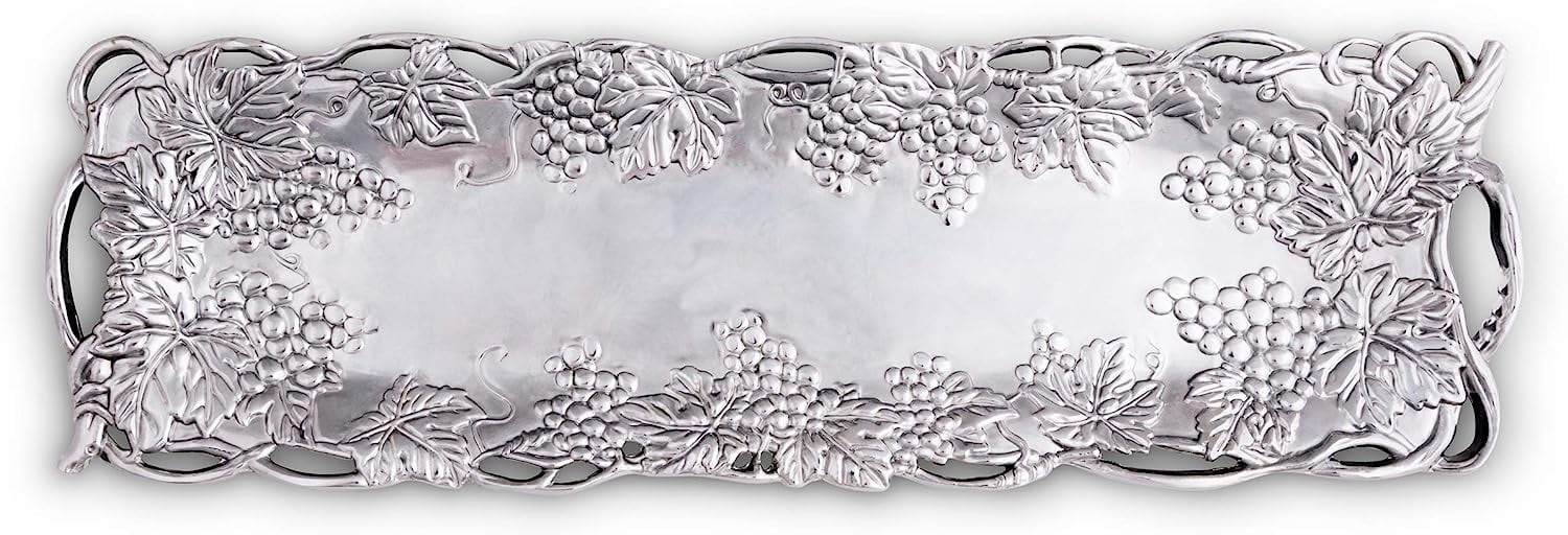 Arthur Court Metal Oblong Serving Tray Grape Pattern Sand Casted in ...