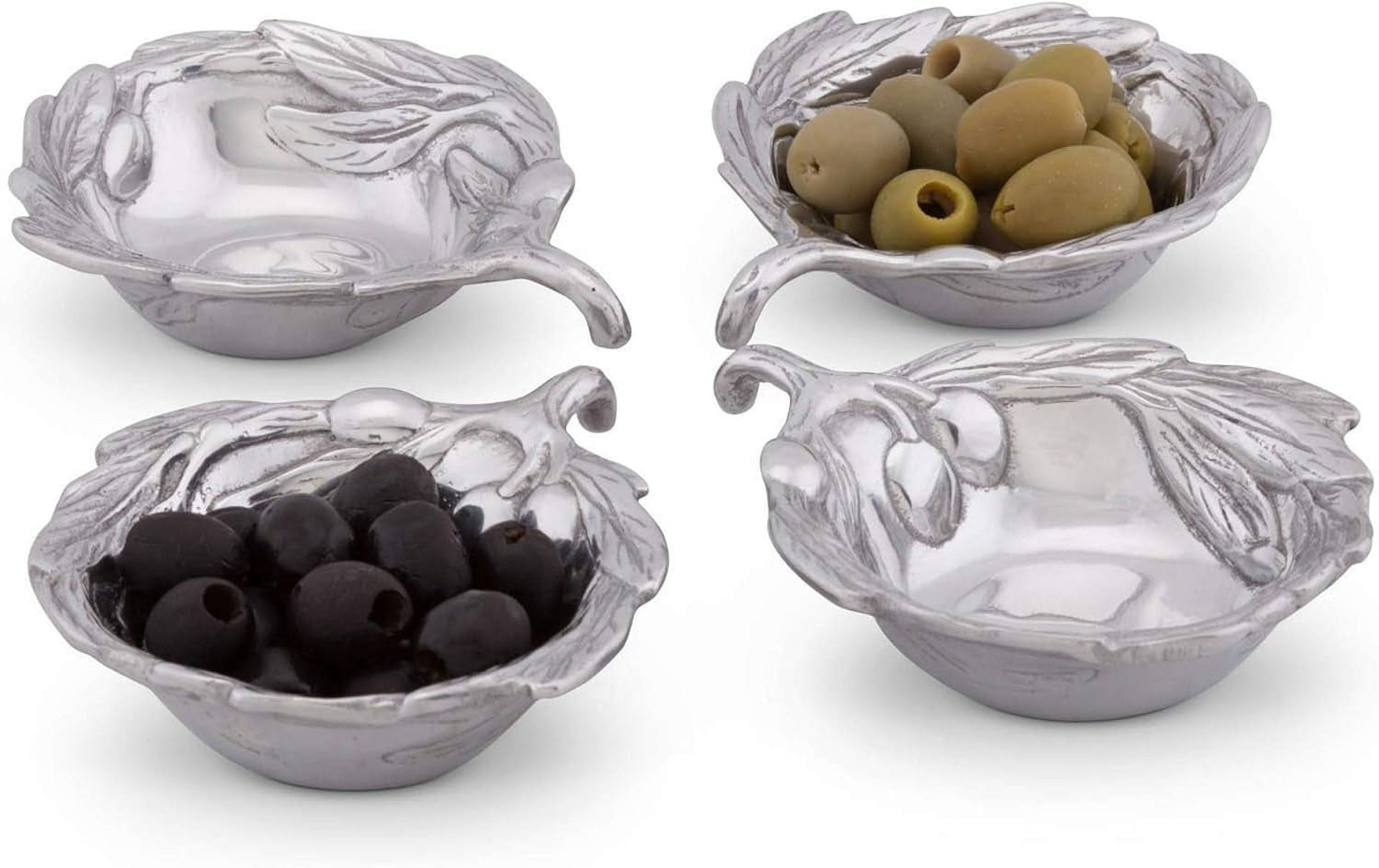 Arthur Court Sand-Cast Aluminum, Set of 4 Olive Pattern Sauce Bowls 4 ...