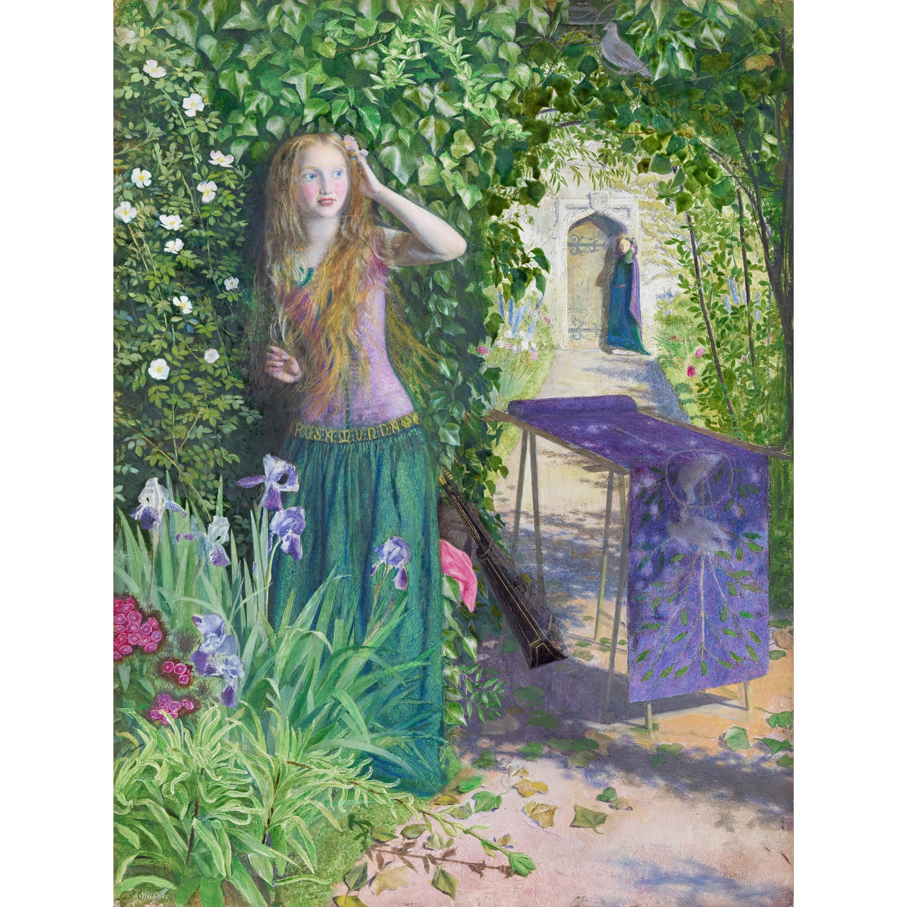 Arthur Hughes Fair Rosamund Garden Painting Extra Large XL Wall Art ...