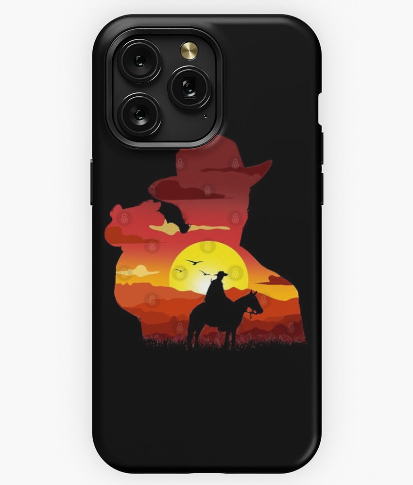 Arthur Morgan Sunset Silhouette M2500 Phone Case for iPhone 17 16 15 14 ...