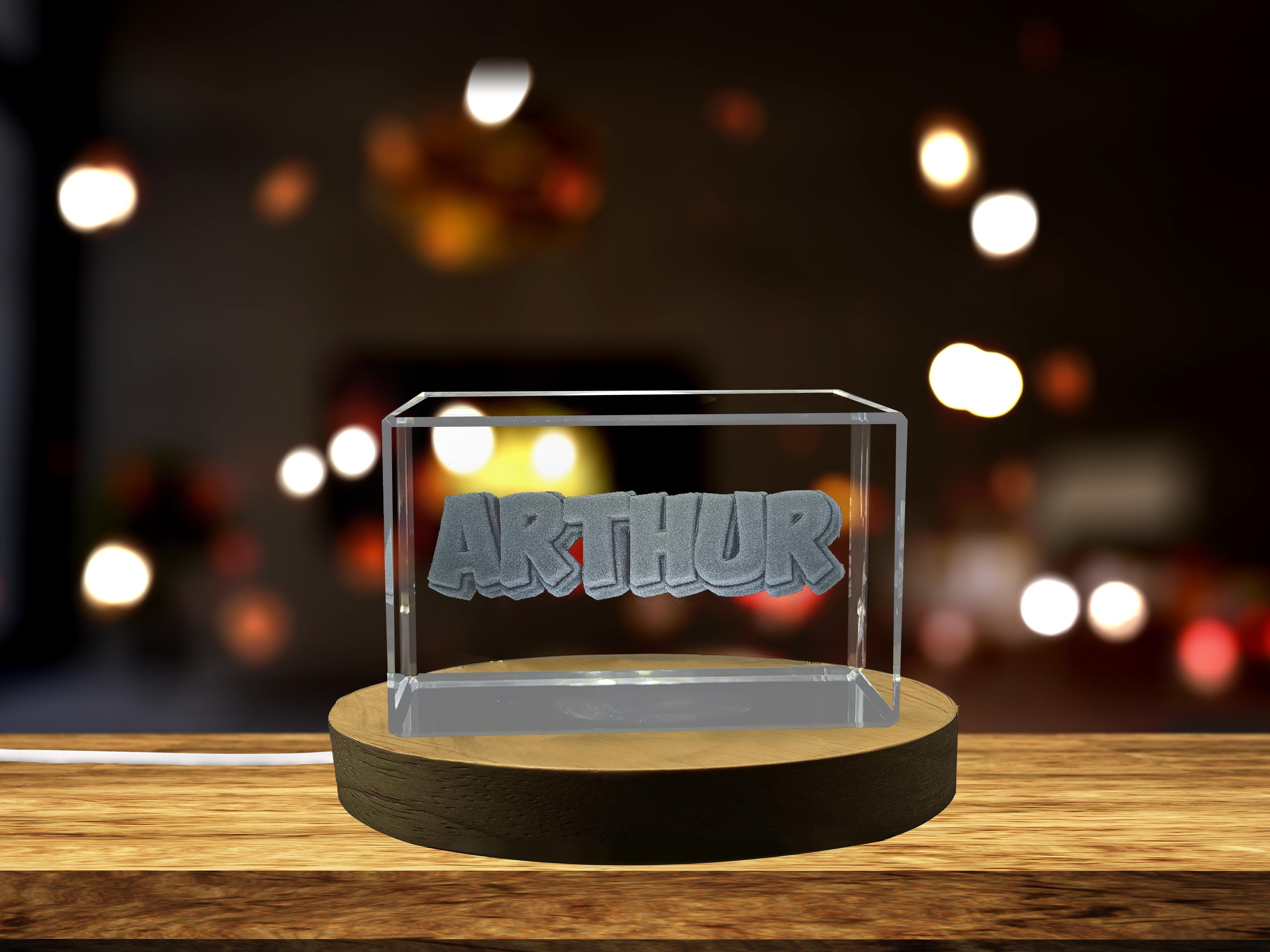 Arthur | Names Art 3D Engraved Crystal - Walmart.com