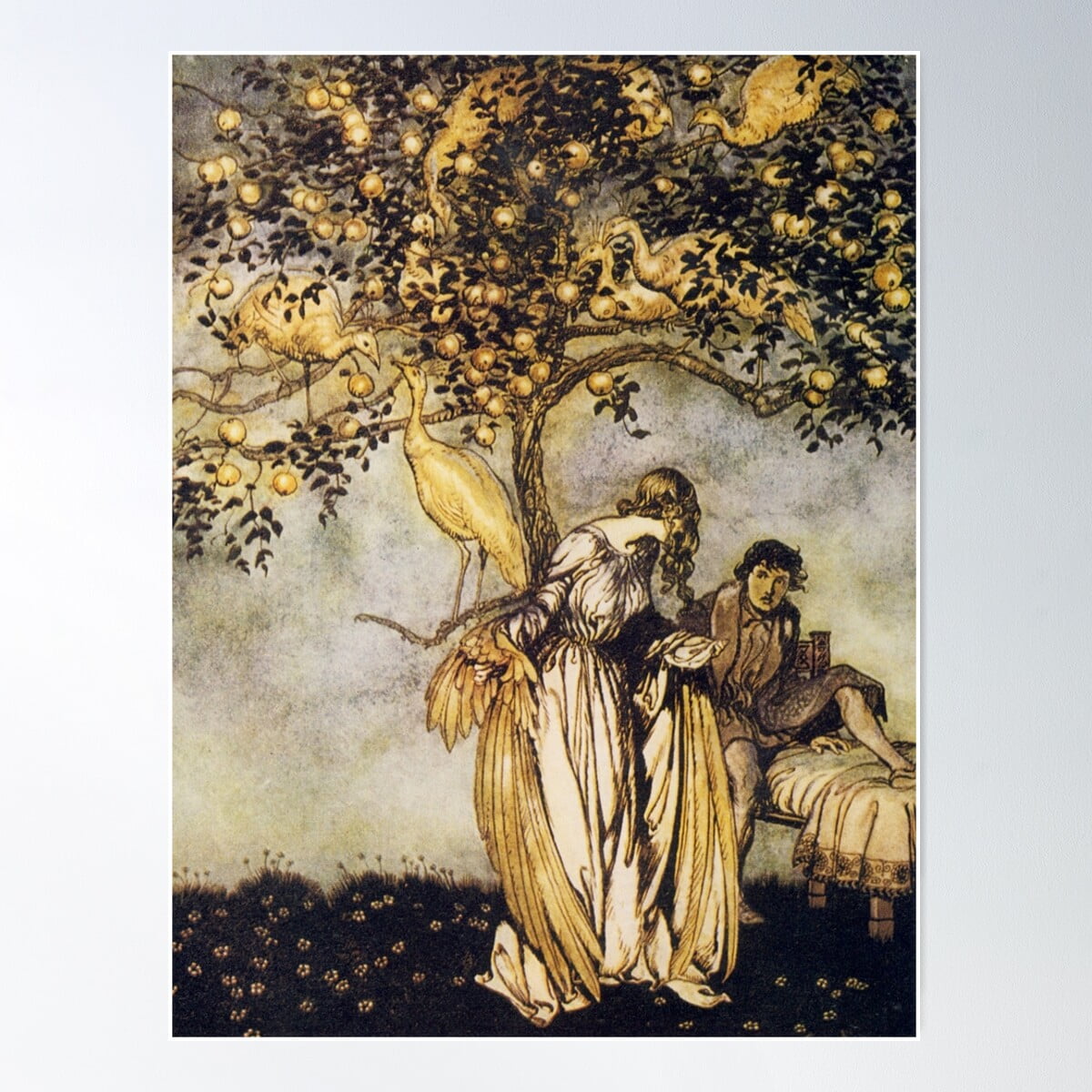 Arthur Rackham: Golden Apple Tree & Nine Peahens Poster Wall Art ...