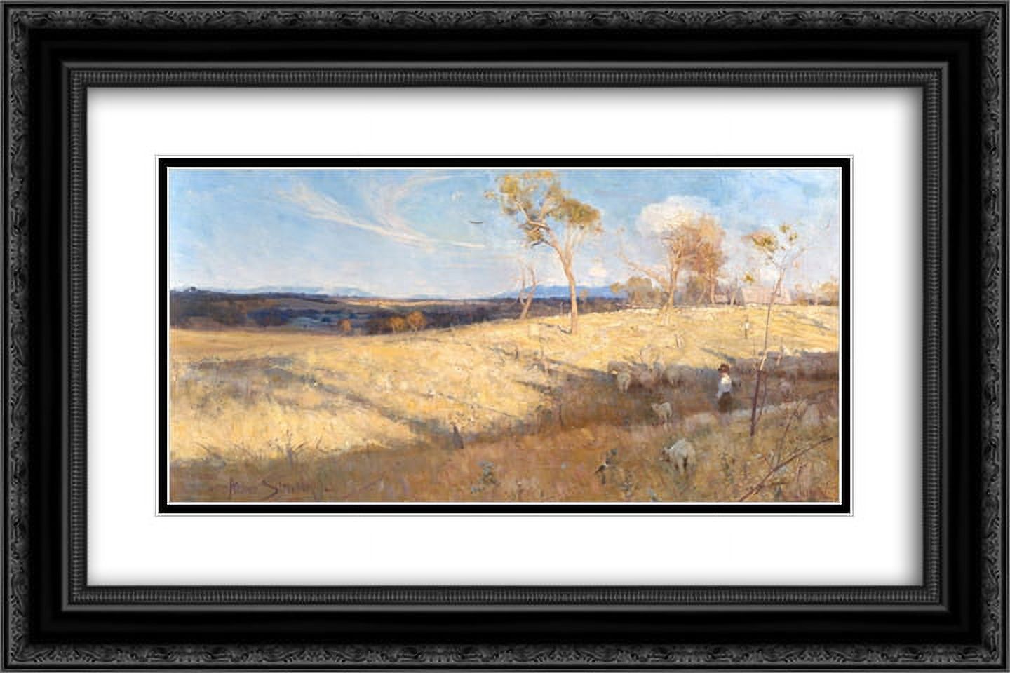 Arthur Streeton 2x Matted 24x16 Black Ornate Framed Art Print 'Golden ...
