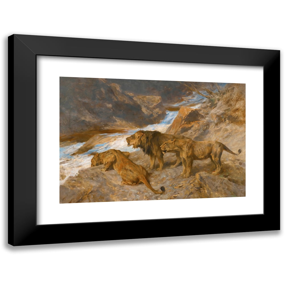 Arthur Wardle 18x14 Black Modern Framed Museum Art Print Titled - Lions ...