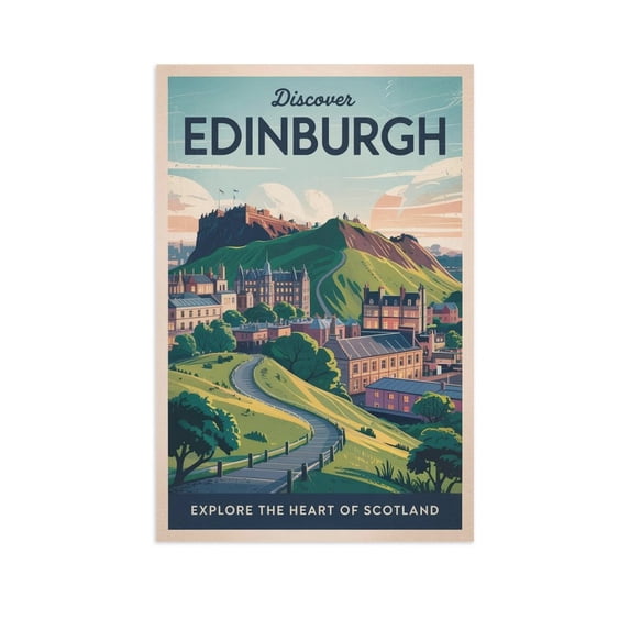 Arthur’s Seat Classic Poster Retro Edinburgh Cityscape with Historic ...