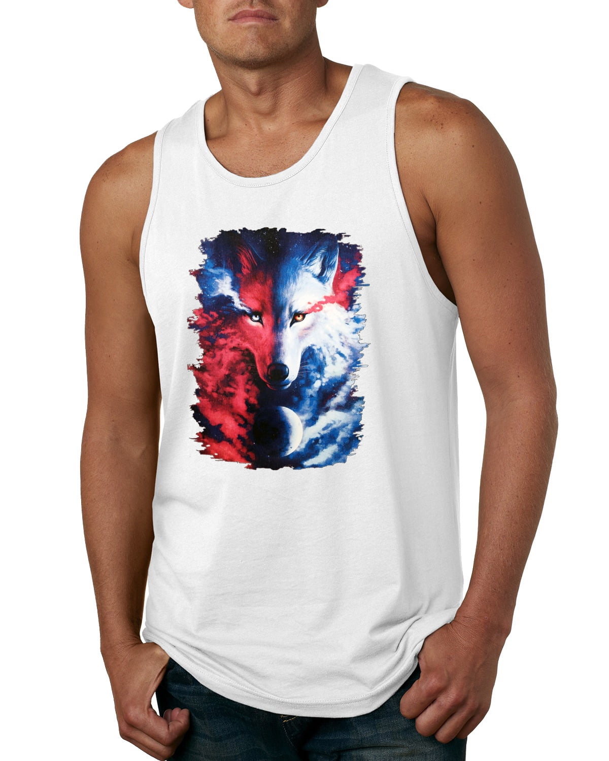 Artic Wolf Light Dark Good Bad Moon | Mens Animal Lover Graphic Tank ...