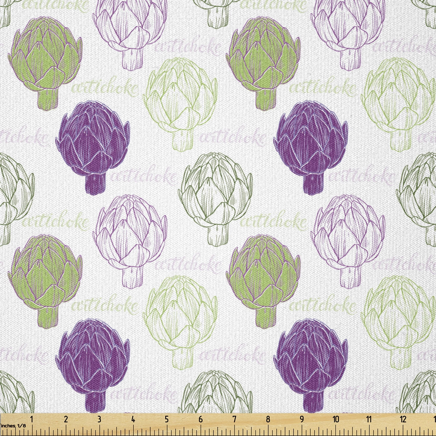 Artichoke Fabric by The Yard, Sketch Style Vegetables Hand Drawn Style ...