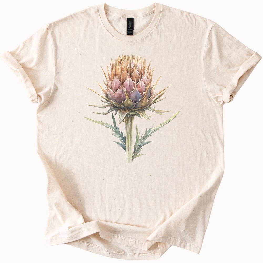 Artichoke Flower Graphic T Shirt Botanical Garden Art Nature Plant Tee ...