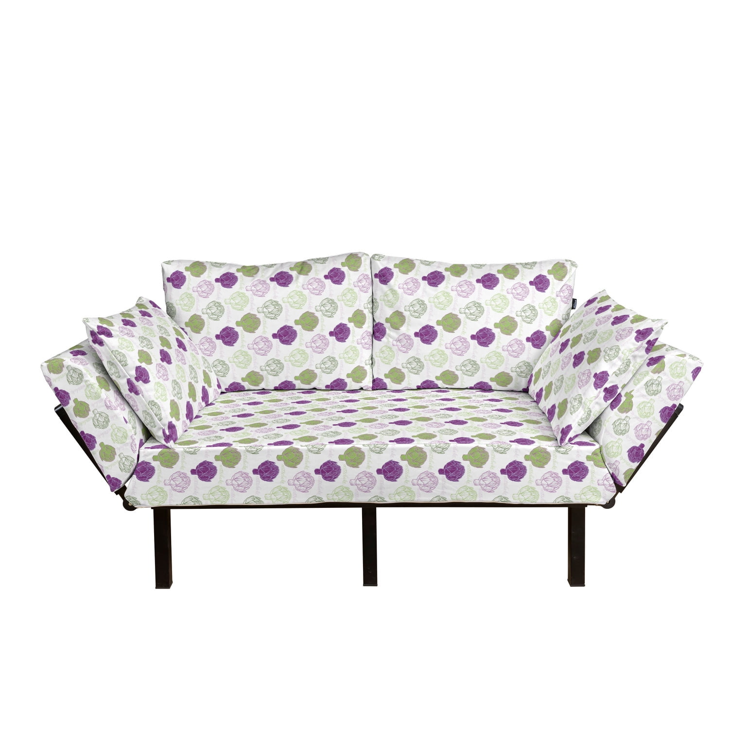 Artichoke Futon Couch, Sketch Style Vegetables Hand Drawn Style Exotic ...