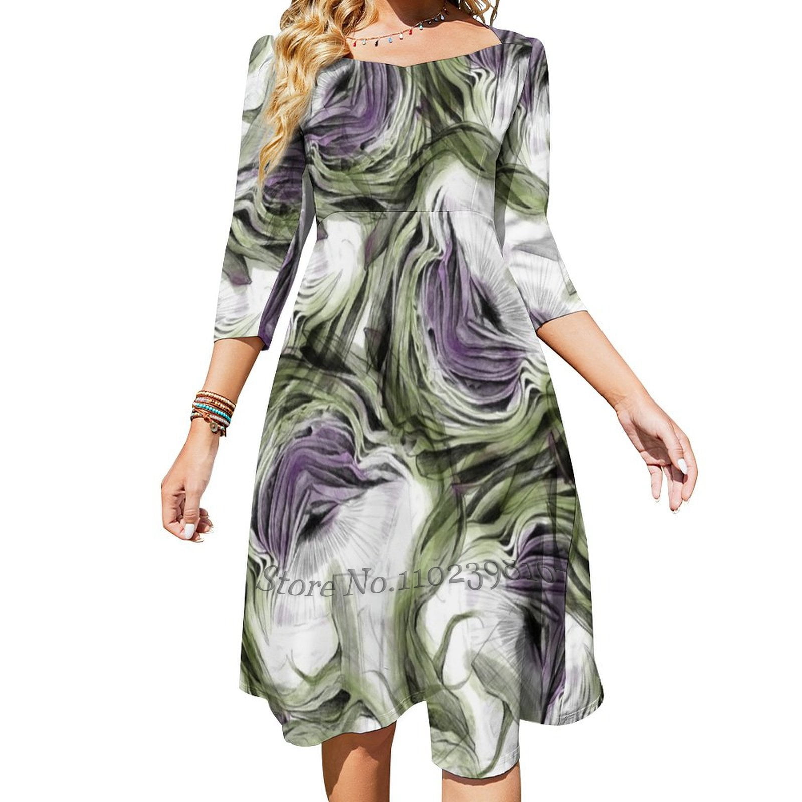 Artichoke Sweet Elegant Dress Women Korean Kawaii Square Collar Dress ...