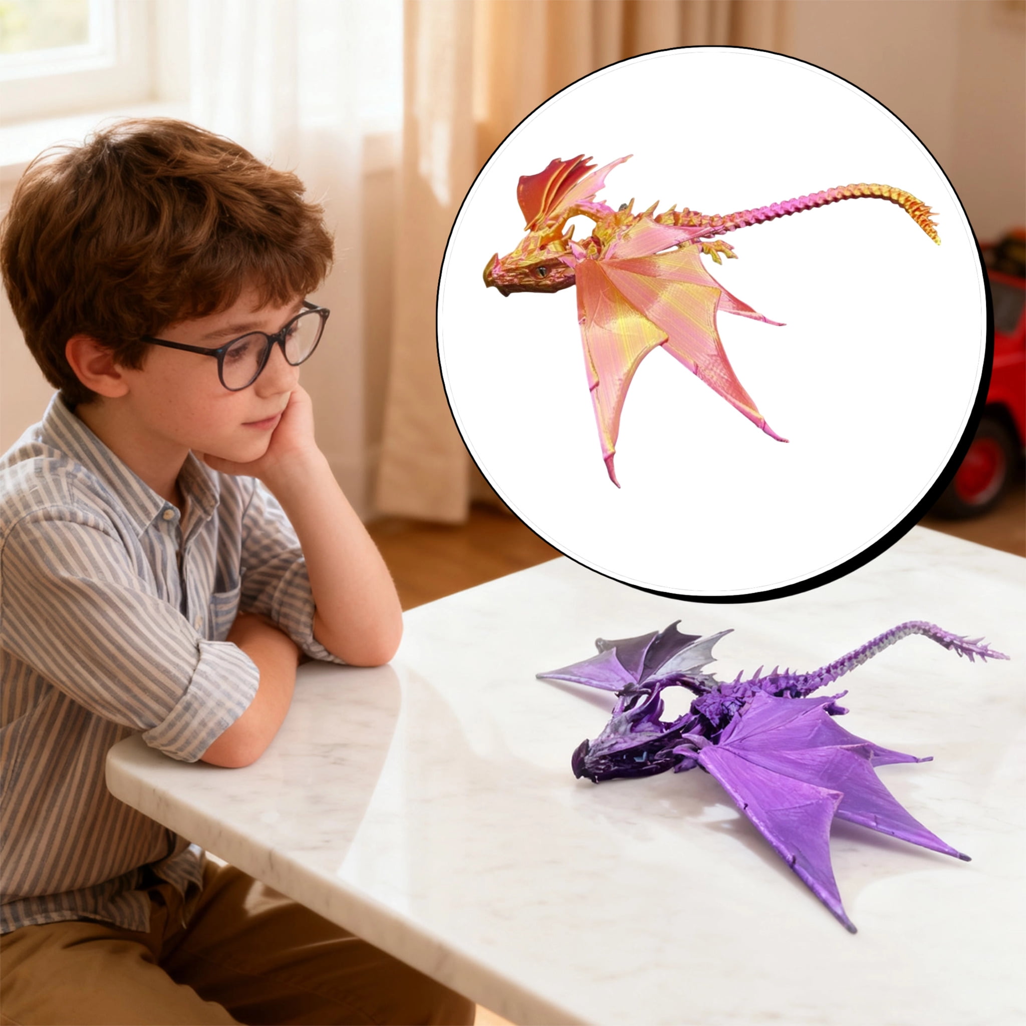 Articulated 3D Printed Dragon with Flexible Wings, Movable Desk Decor ...