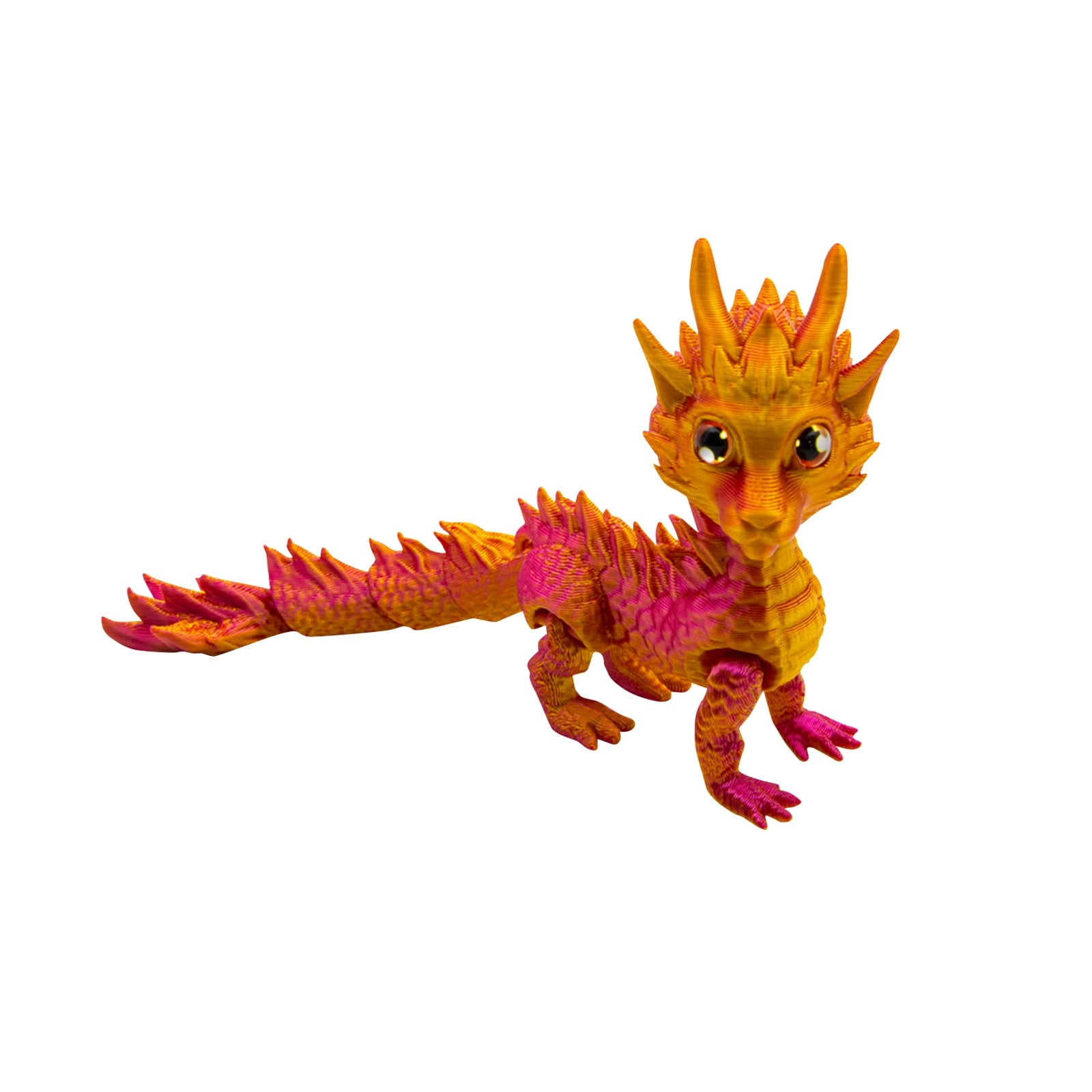 Articulated 3D Printed Long Haired Dragon Ornament, Gold and Red ...