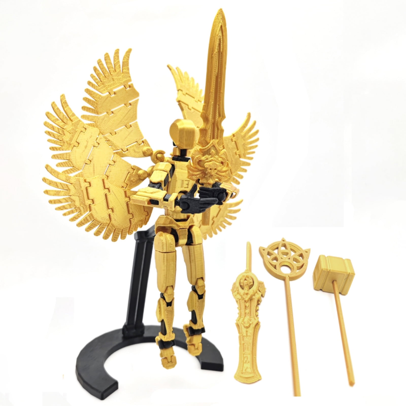 Articulated Action Figure with Golden Armor and Accessories Poseable ...