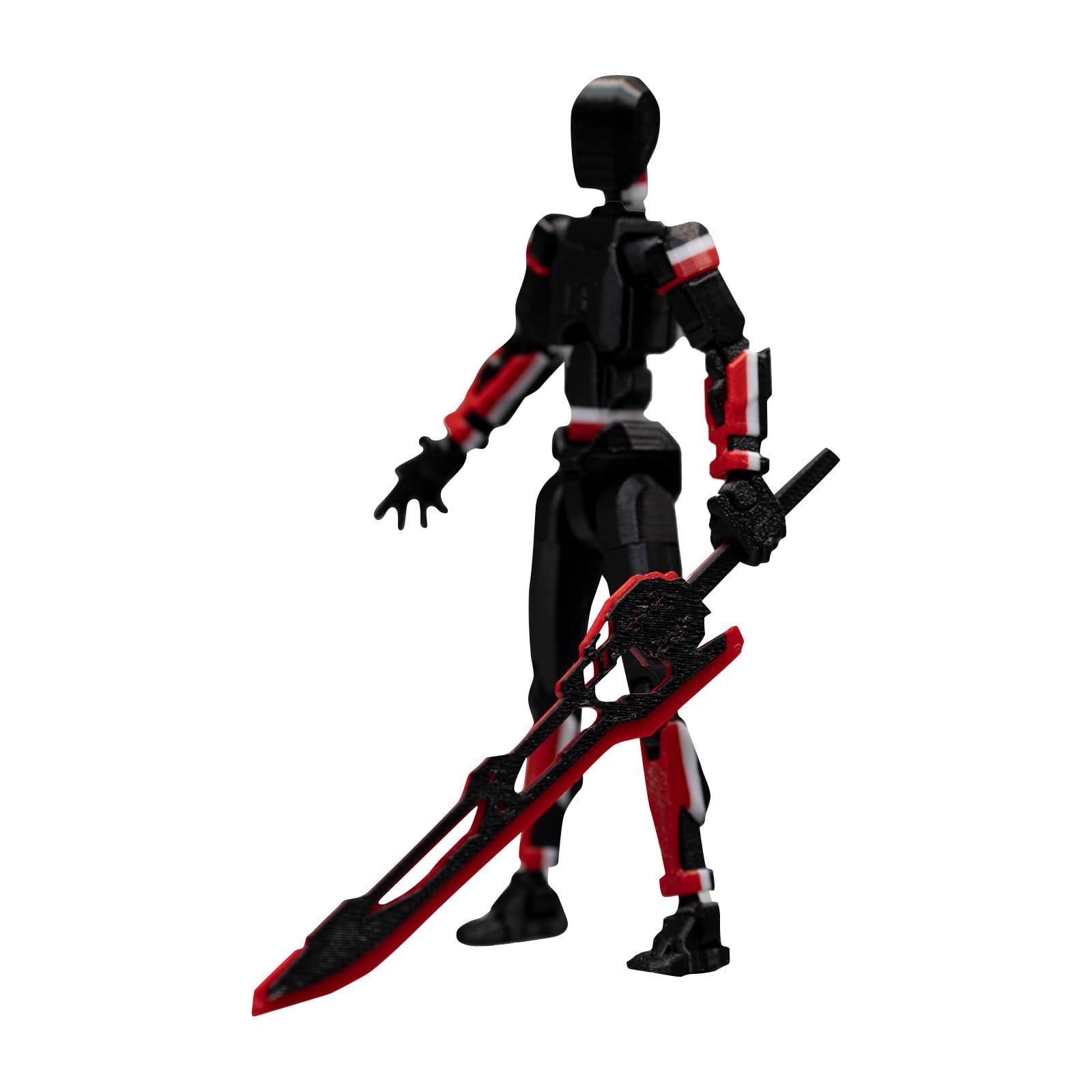 Articulated Action Figure with Sword 7-Inch Red and Blue Poseable Toy ...