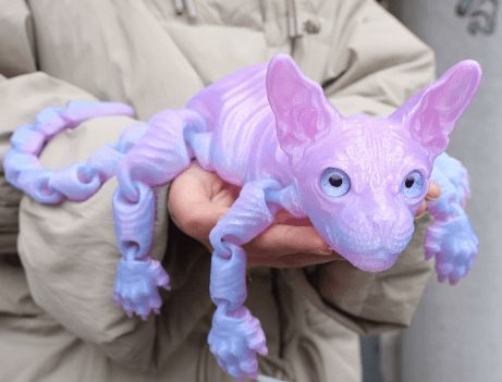 Articulated Cat Figurine - 3d Printed, Poseable Sphynx Cat Doll Decor ...