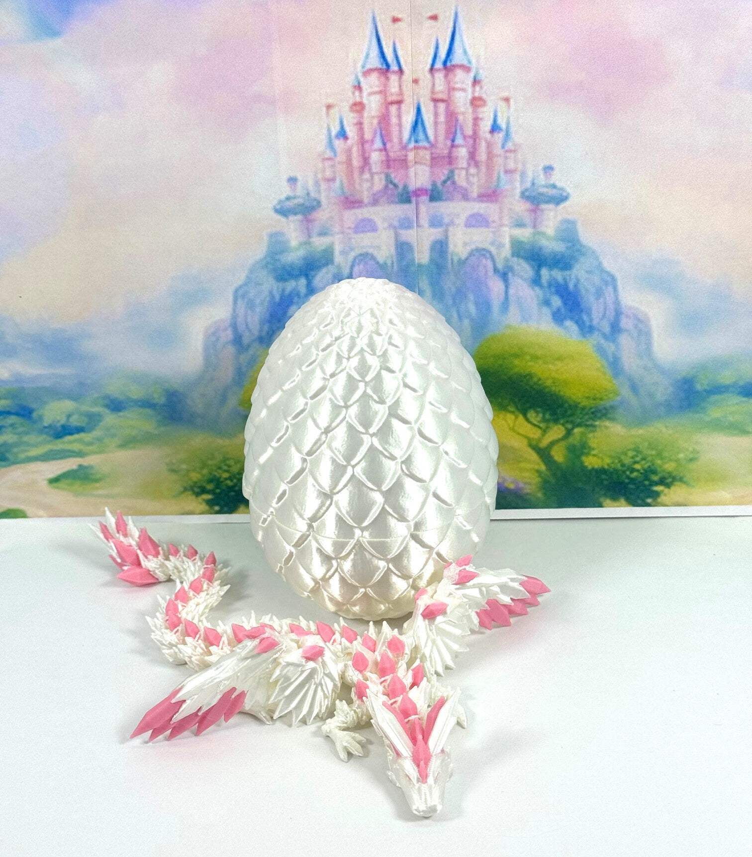 Articulated Crystal Winged Dragon, 3D Printed Dragon with Egg, Fidget ...