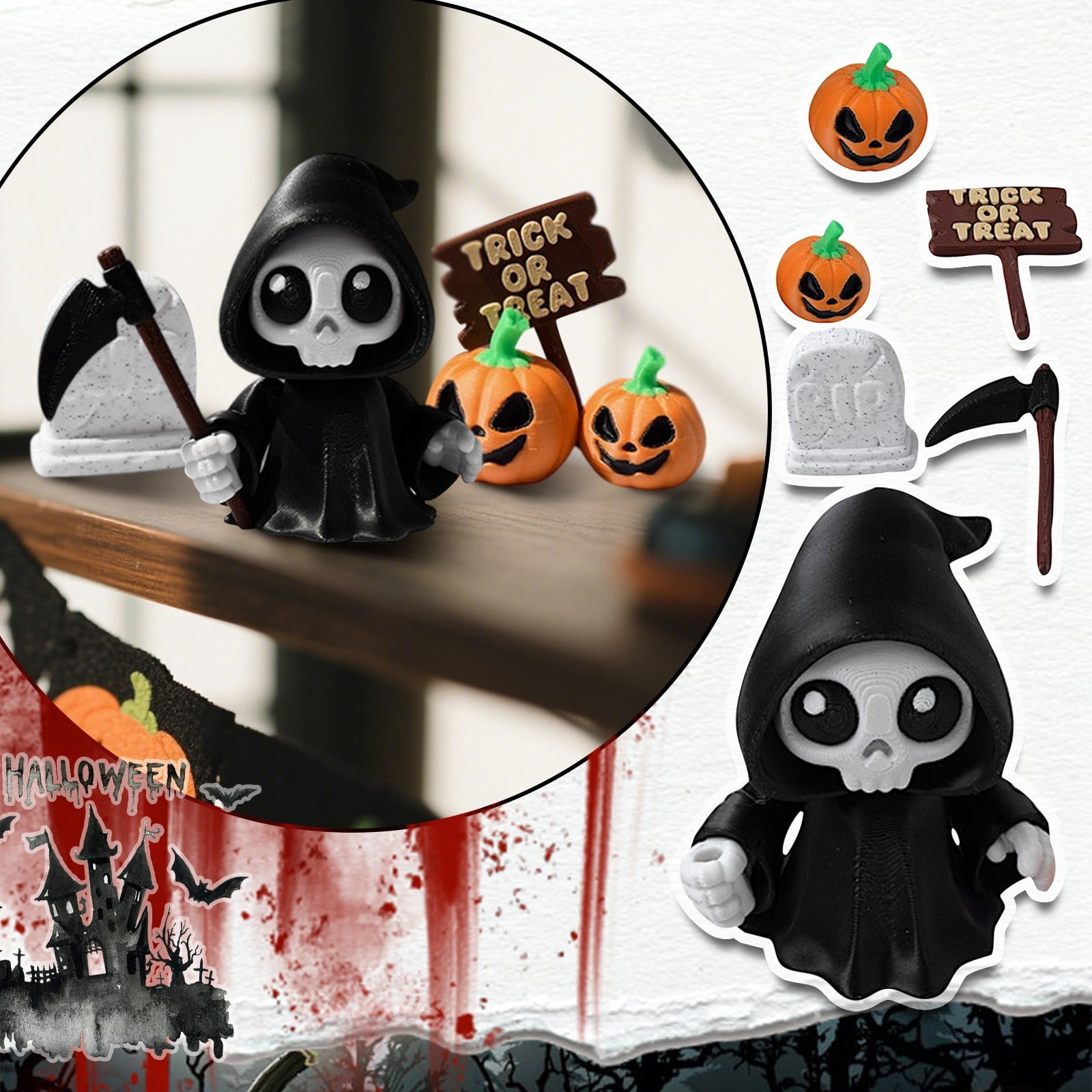 Articulated Grim Reaper Figurine – Gothic Horror Desk Collectible for ...