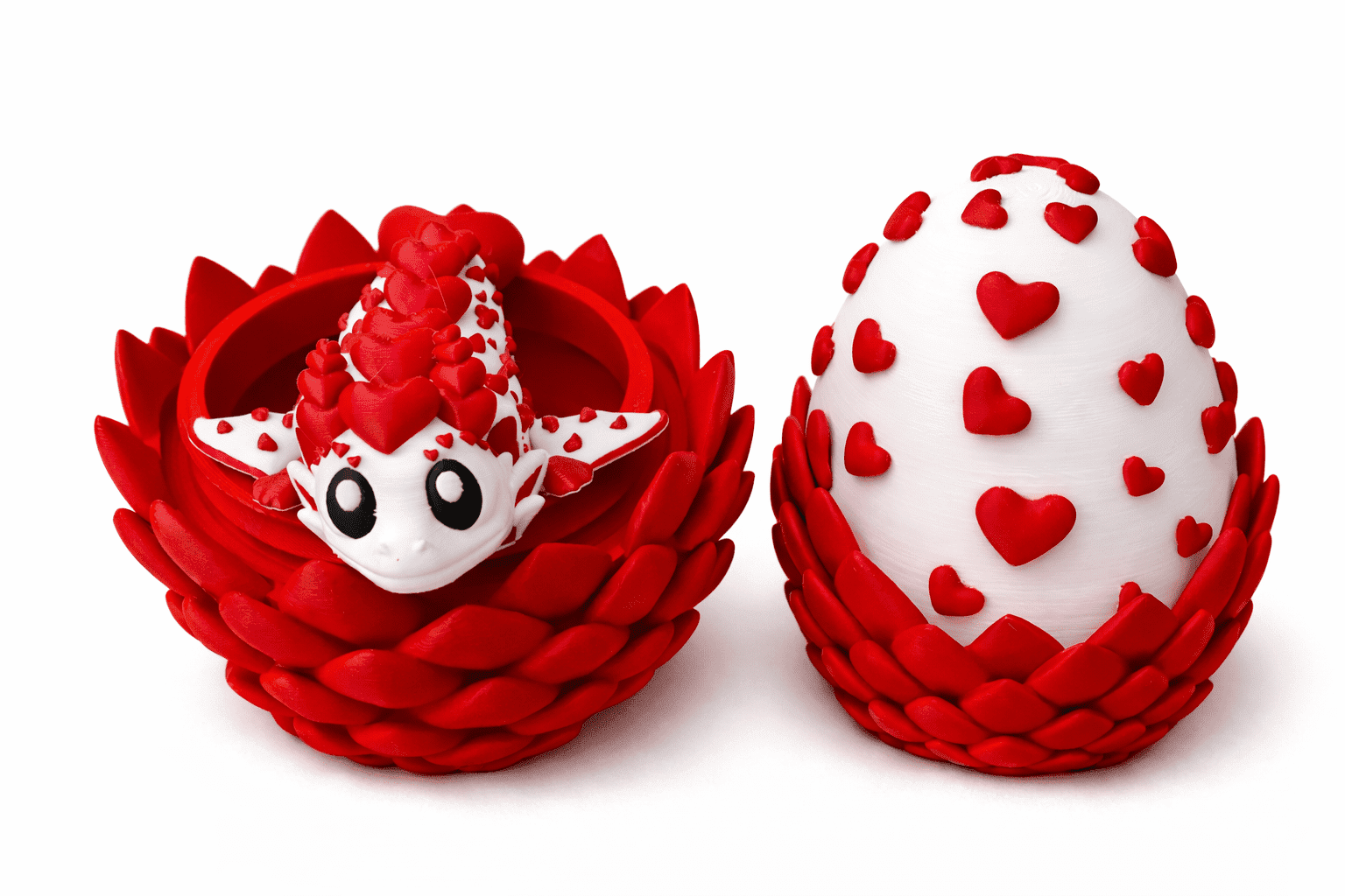 Articulated Heart Dragon with Matching Egg 3D Printed Fantasy Dragon ...