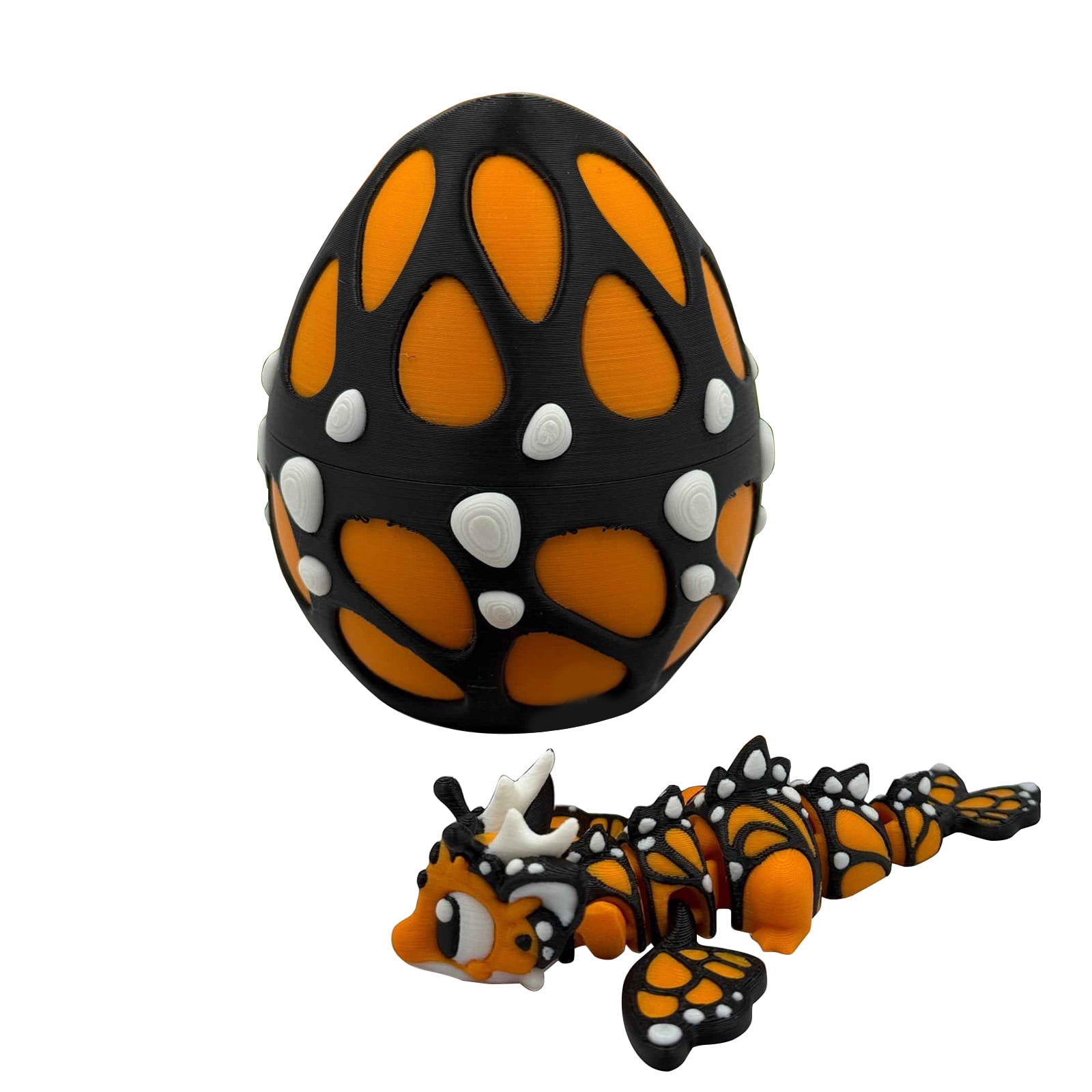 Articulated Monarch Butterfly Dragon Figurine + Egg – Vibrant Orange ...