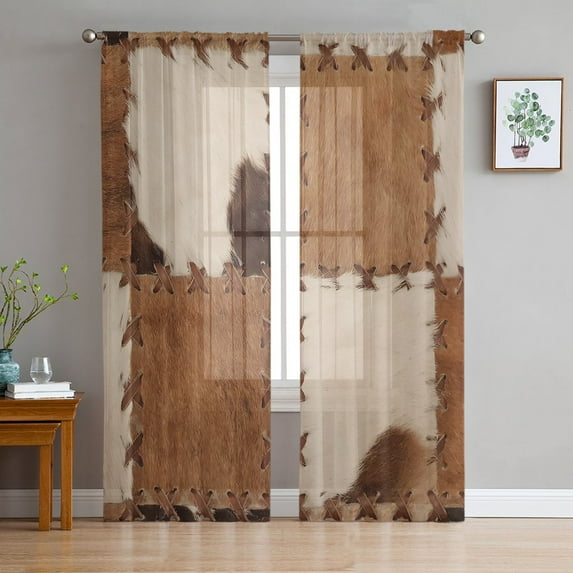 Articulated Texture Cowhide Texture Bedroom Transparent Sheer Curtains ...
