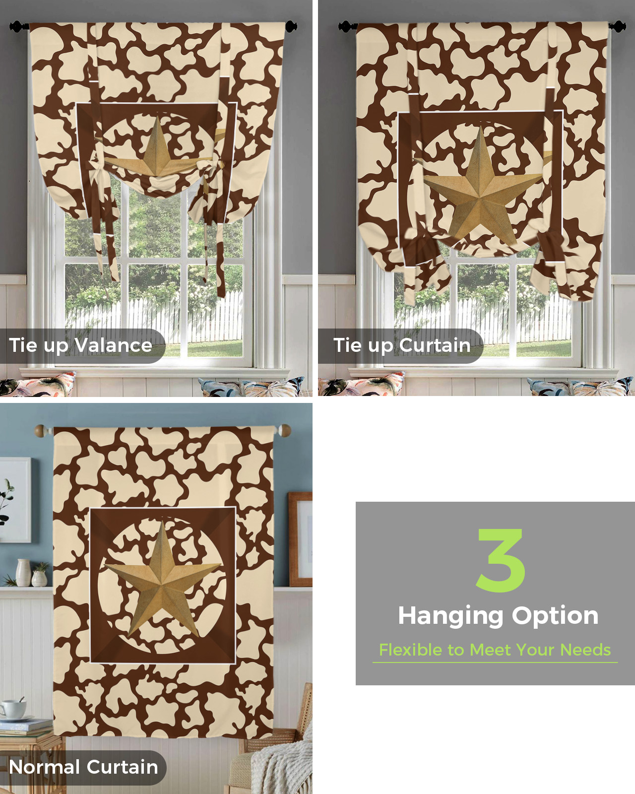 Articulated Texture Cowhide Texture Window Curtain for Living Room ...