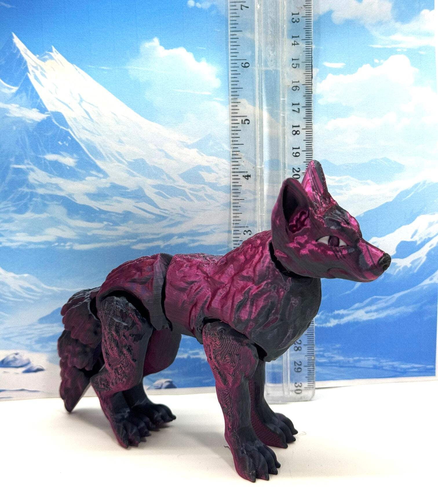 Articulated Wolf Toy, 3D Printed Wolf, 4.75" Black and Rose Red ...