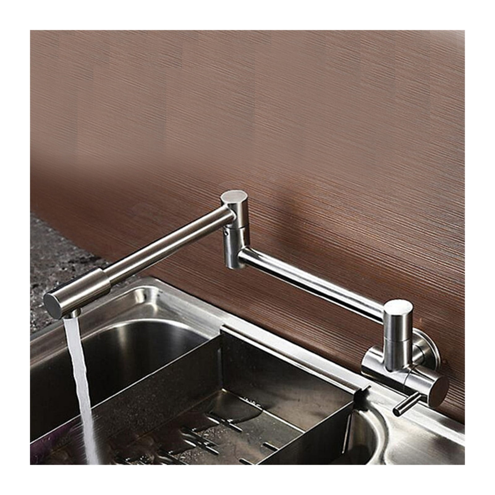 Articulating Kitchen Faucet Brass Brushed Nickel Pot Filler Double ...