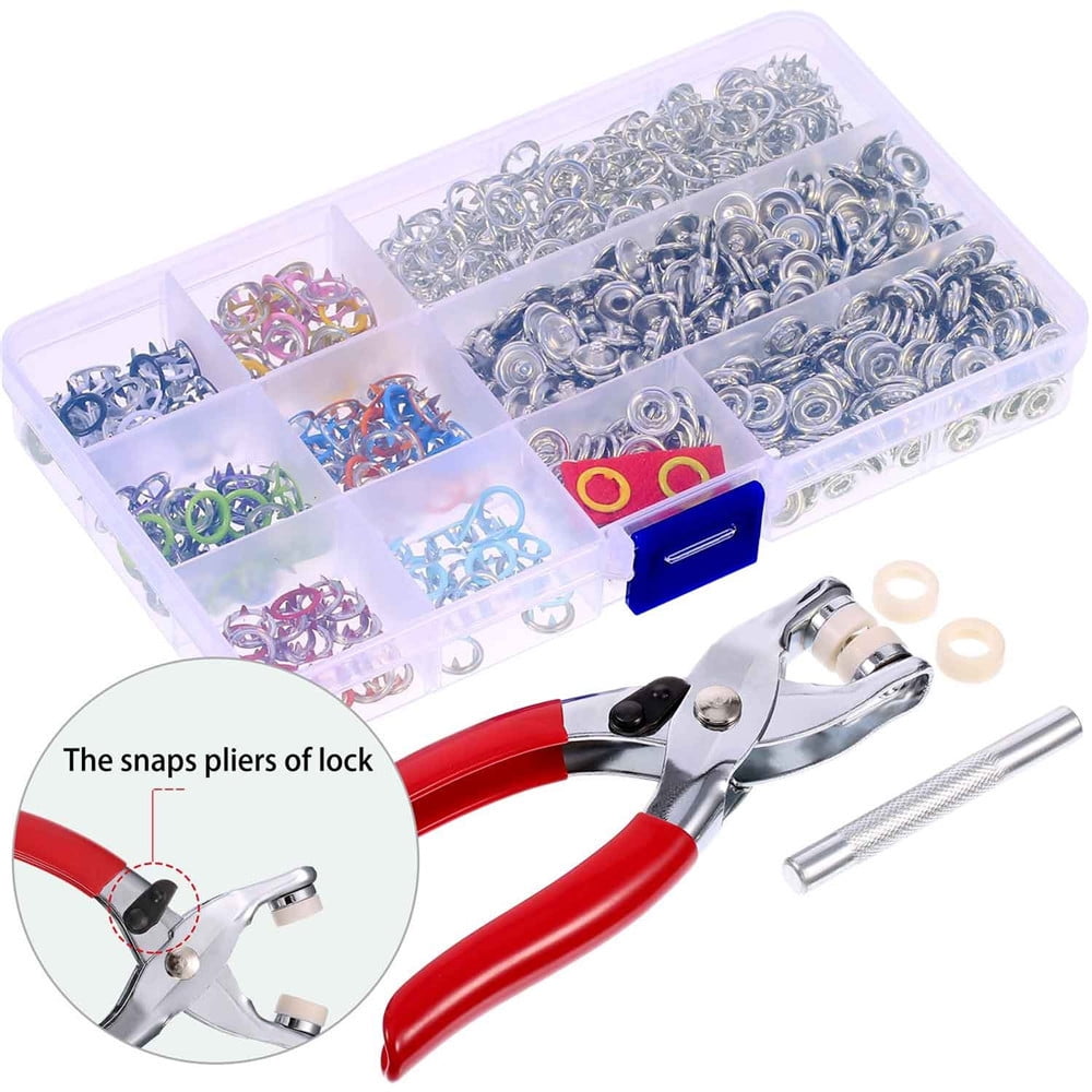 Artifact Set 200 Sets Snap Fasteners Prong Buckle Metal Ring Button 9 ...