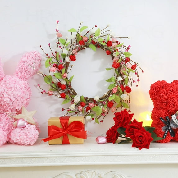 Artifical Valentine's Day Wreath 14 Inches Valentines Wreaths for Front ...