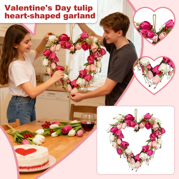 Artifical Valentine’s Day Wreath 16 Inch Valentines Day Door Wreath ...