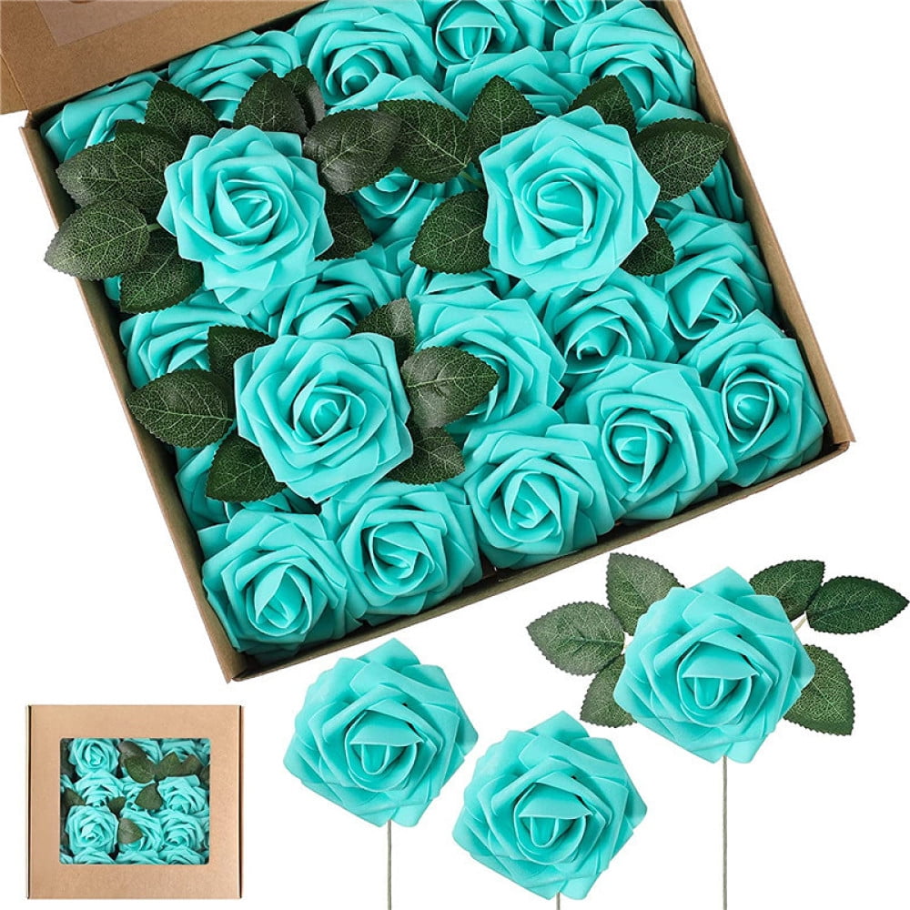 Artificial 25 pieces rose flowers foam roses artificial flowers rose ...