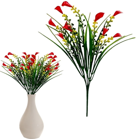 Artificial 5 Prong Calla Lily With Fruit Decorative Bouquet For Outdoor ...
