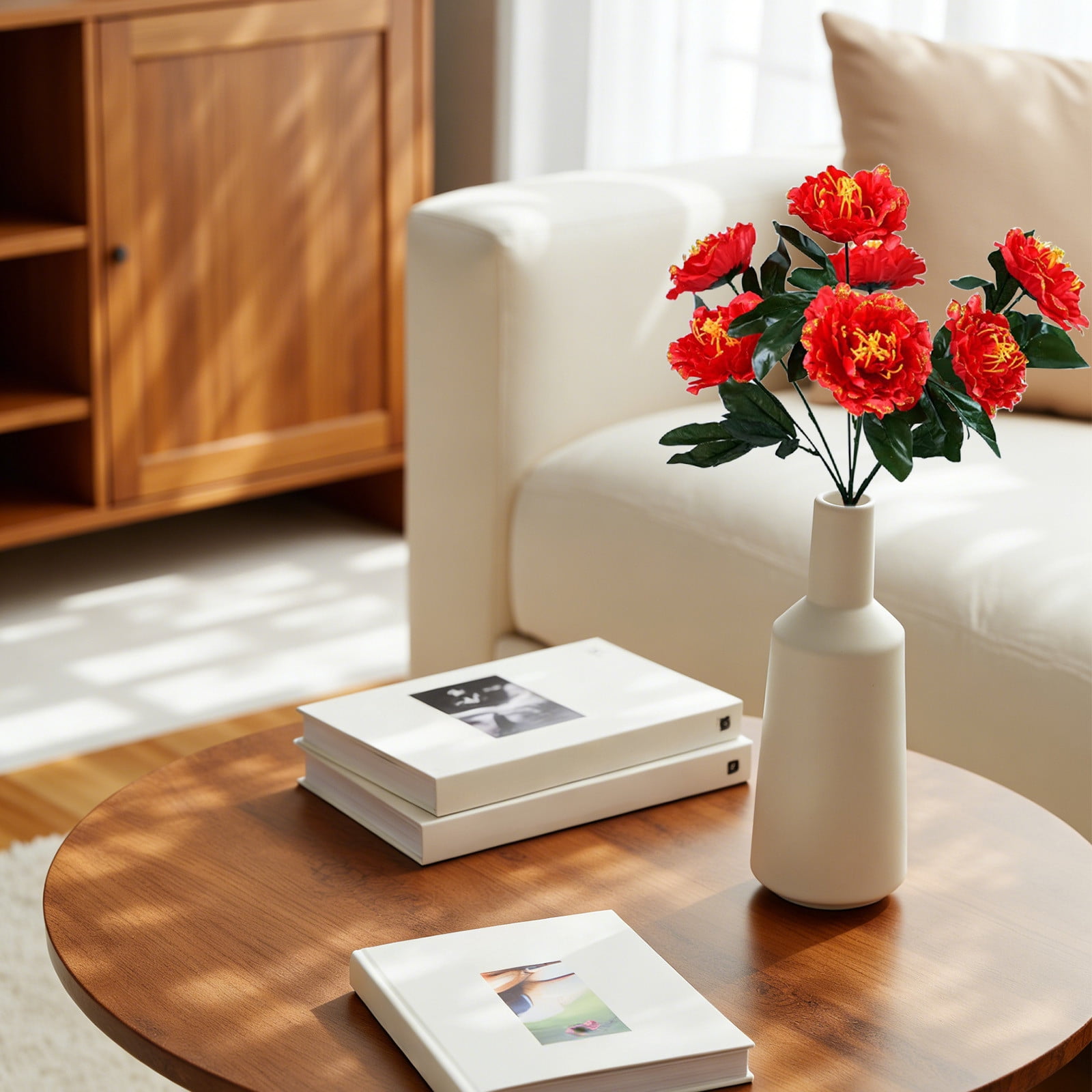 Artificial 7 Heads Glitter Peony Flower for Home Decoration, Plastic ...