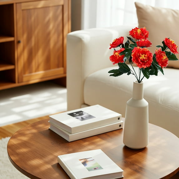 Artificial 7 Heads Glitter Peony Flower for Home Decoration, Plastic ...