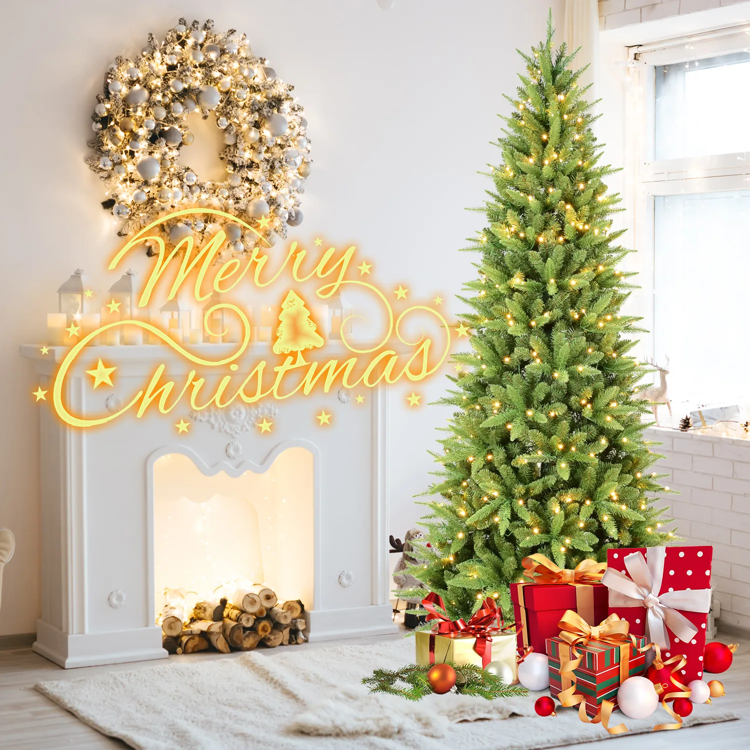 Artificial 7ft Green Christmas Tree with 1180PVC/Hard Needle Mixed ...