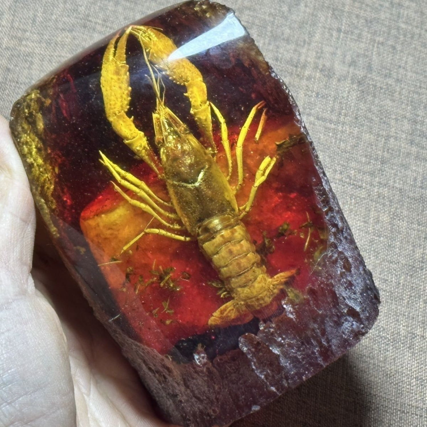 Artificial Amber Lobster Insect Specimen Resin Ornament Fossil Style ...