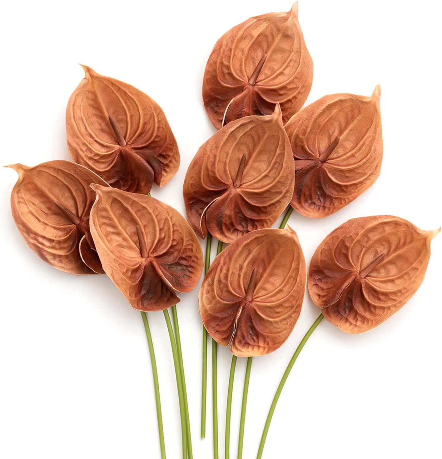 Artificial Anthurium Flowers, 8pcs Terracotta Faux Greenery Stems ...