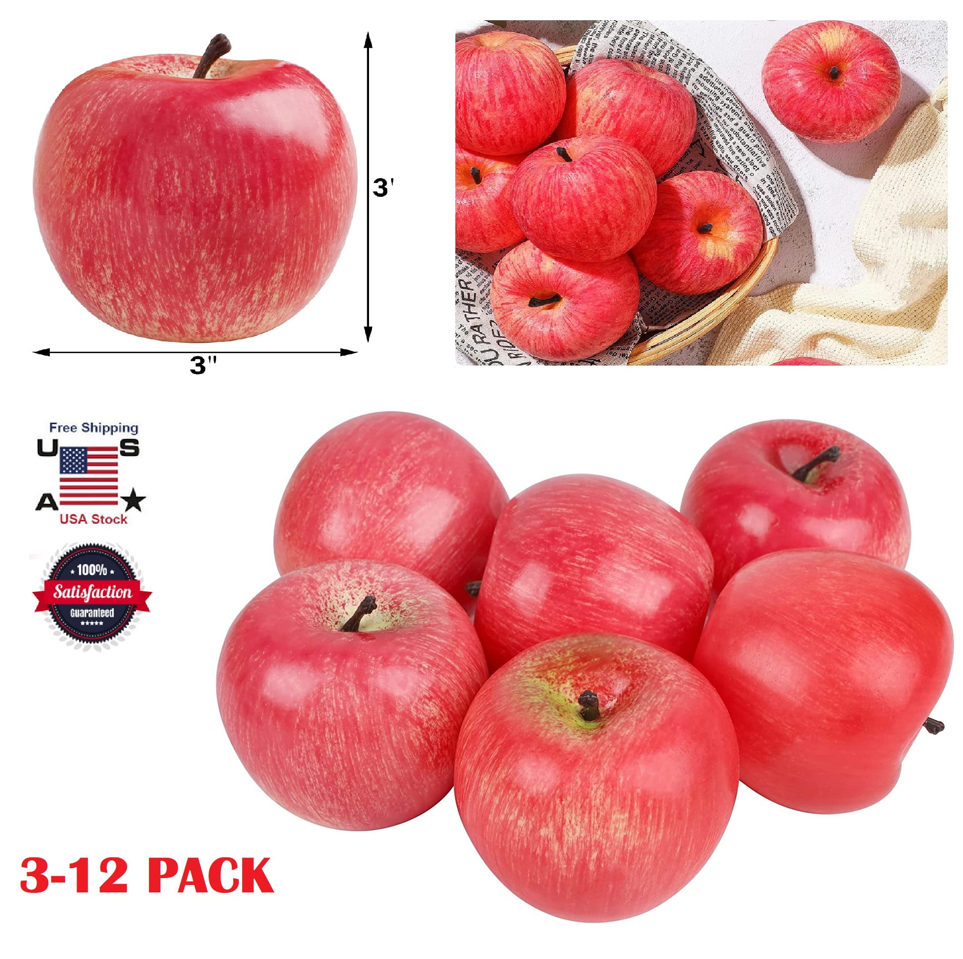 Artificial Apples, 12Pcs Artificial Fruits, Faux Apples Foam Plastic ...