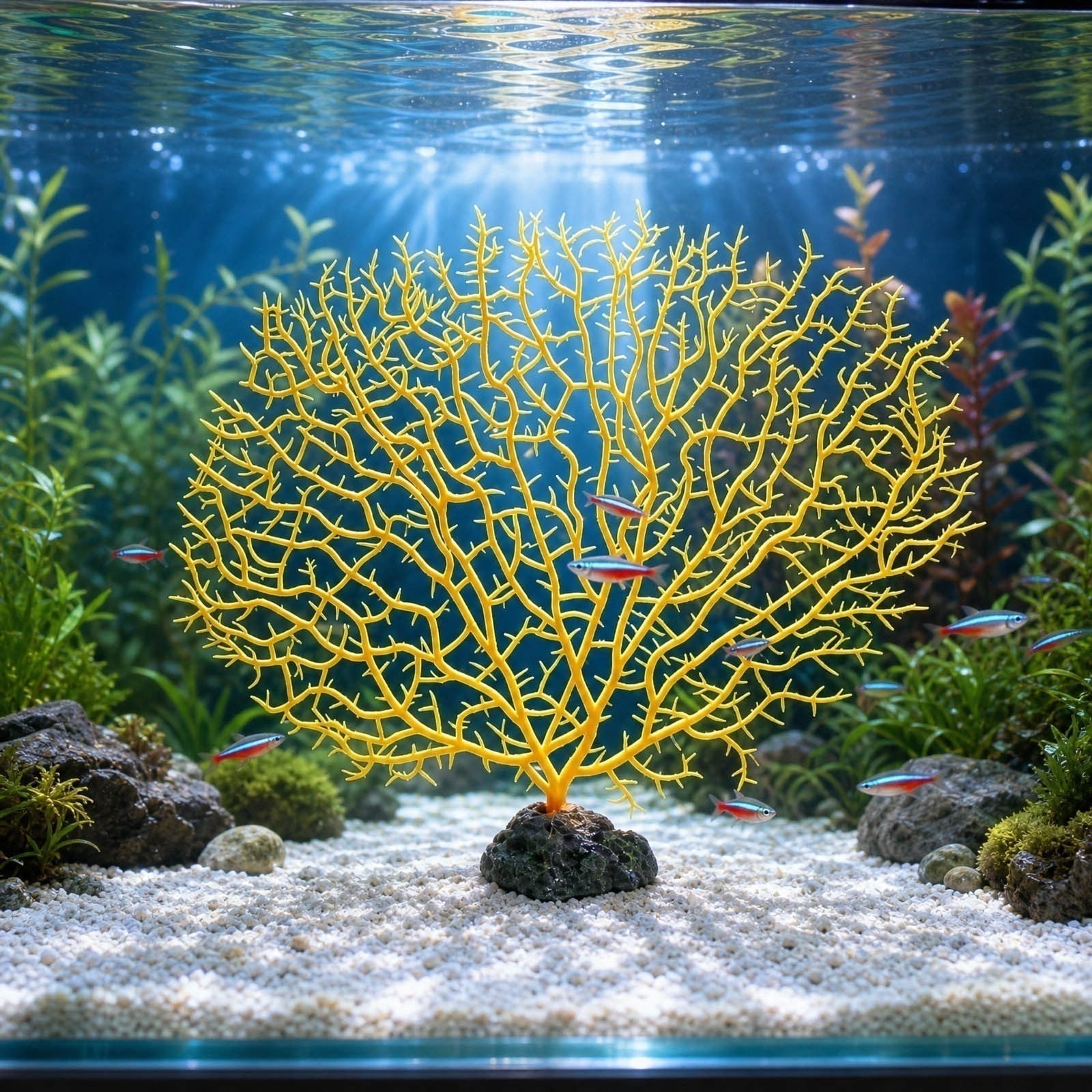 Artificial Aquarium Coral Ornament - Plastic Faux Fish Tank Plants ...