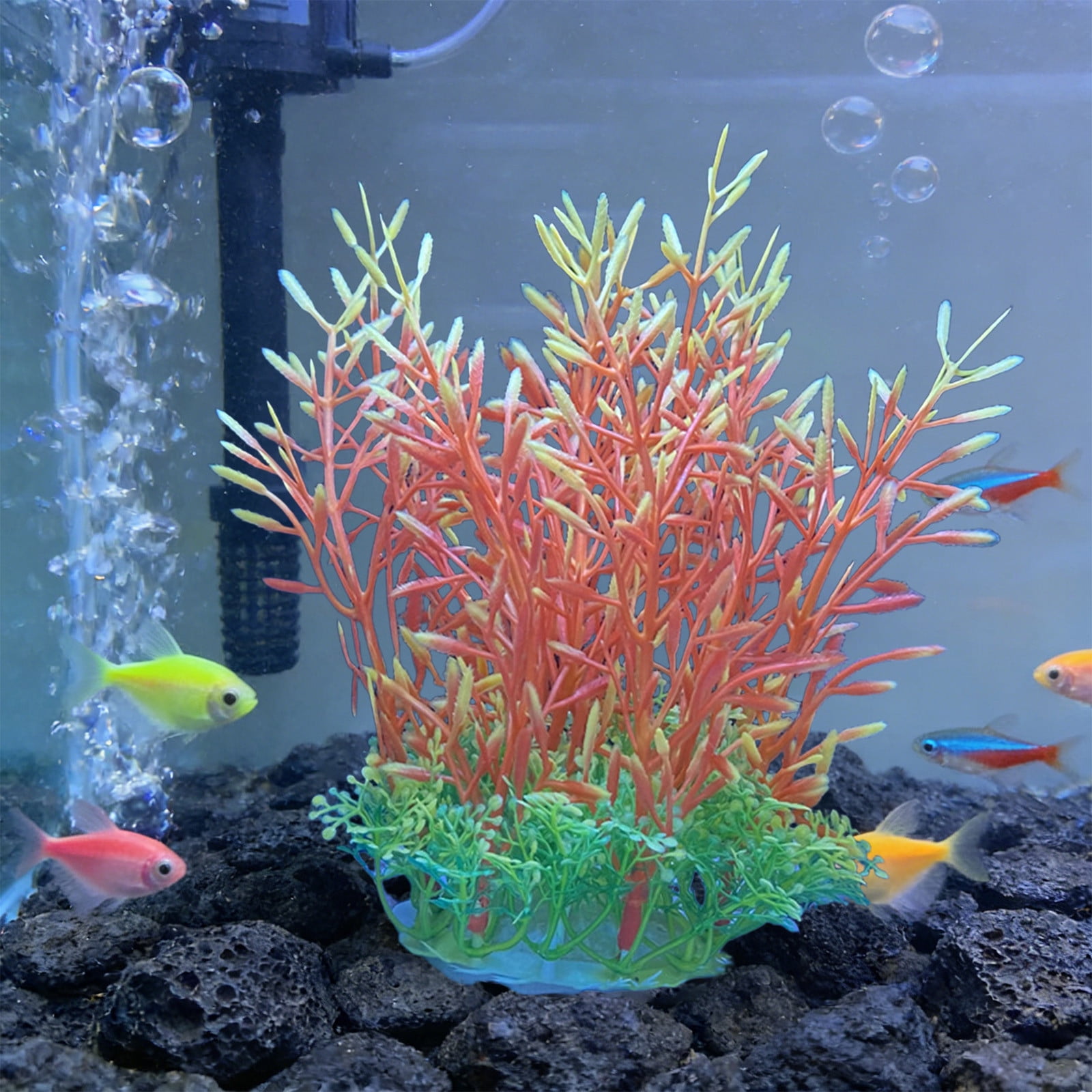 Artificial Aquatic Plants 2 Pcs for Fish Tank, Plastic Fake Seaweed ...