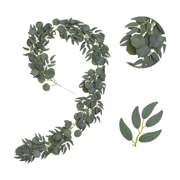 Artificial Aromatic Leaf Leaf Woven Cane Wreath – 200 cm Green Polymer ...