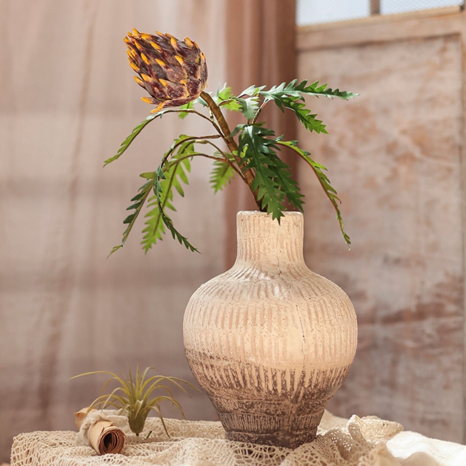 Artificial Artichoke Flower Stem in Rust Red 21" Tall Silk Plant ...