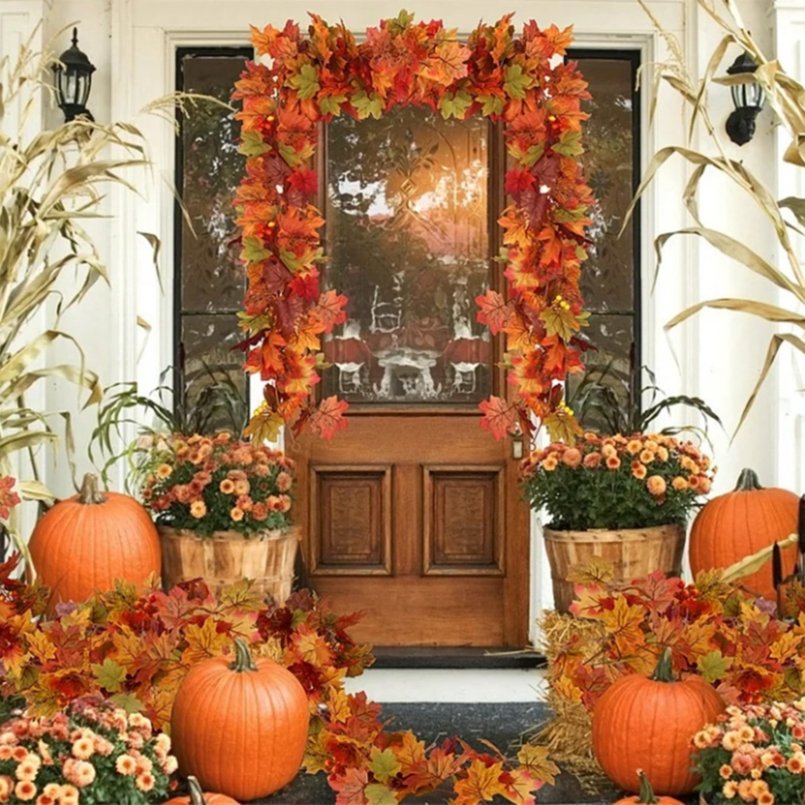 Artificial Autumn Maple Leaf Garland, 5.7 Feet Fall Leaves Decoration ...